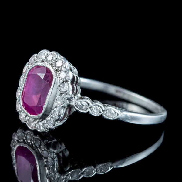 Antique Edwardian Ruby Diamond Cluster Ring 1ct Ruby – Antique Jewellery Online