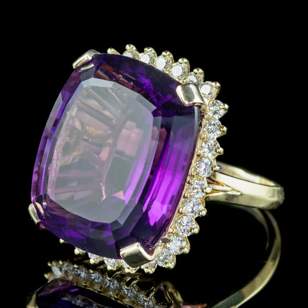 Vintage Amethyst Diamond Cocktail Ring 40ct Amethyst – Antique Jewellery Online