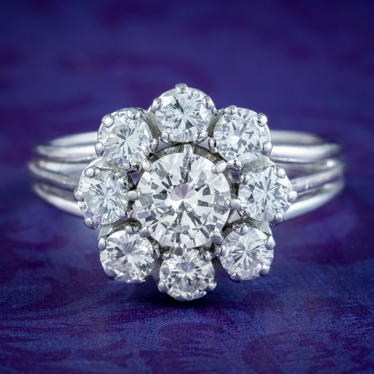Antique Art Deco French Diamond Daisy Cluster Ring 1.4ct Total ...