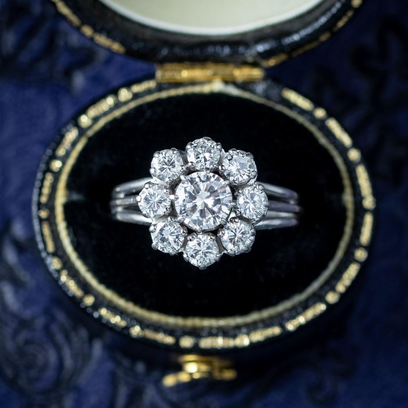Antique Art Deco French Diamond Daisy Cluster Ring 1.4ct Total ...