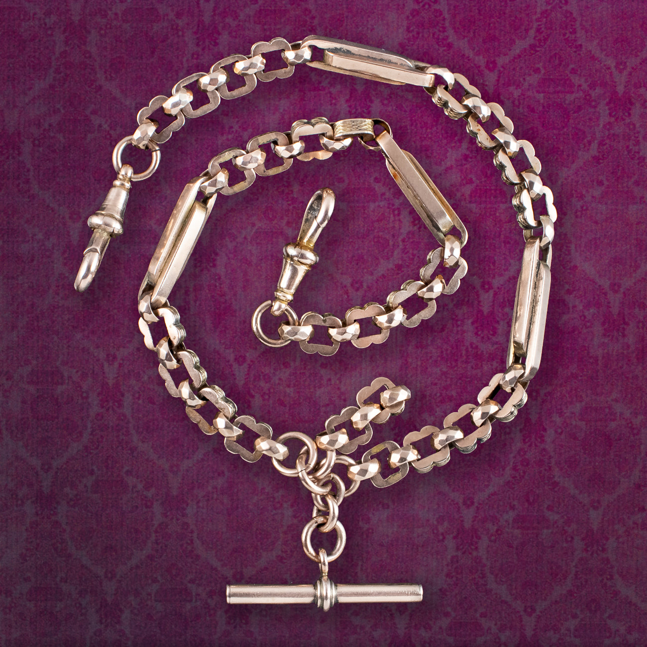 Antique Edwardian Albert Chain 9ct Gold With T Bar – Antique Jewellery ...