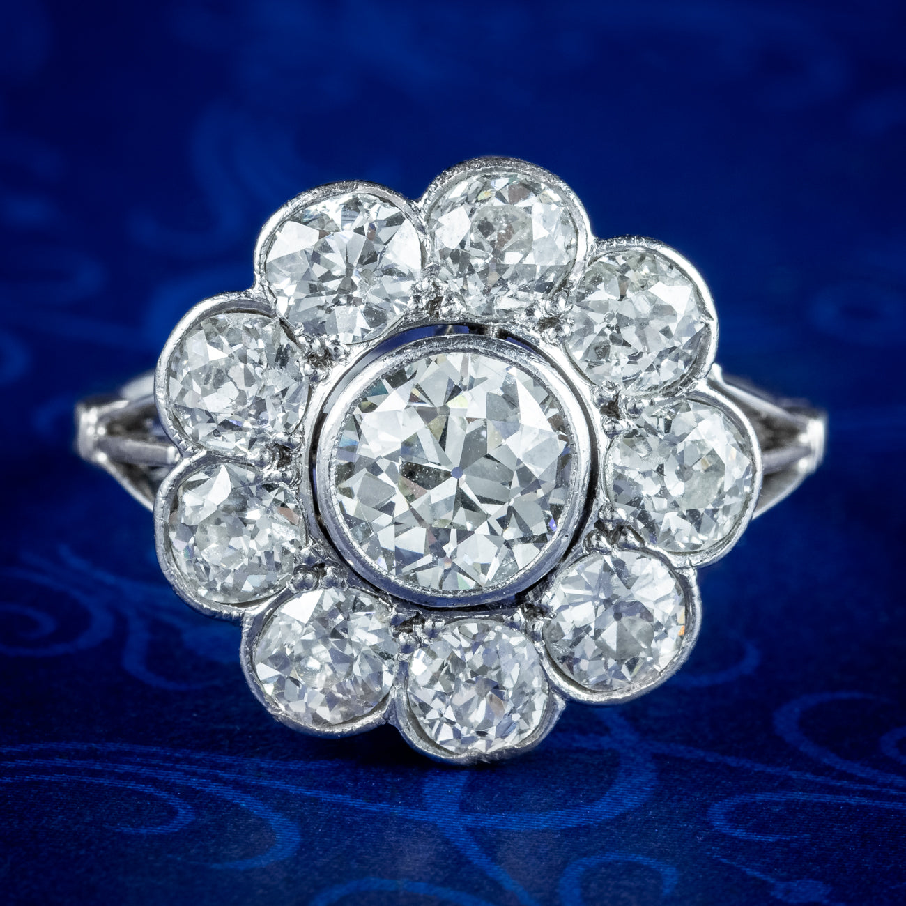 Antique Edwardian Diamond Daisy Cluster Ring 3ct Total – Antique ...