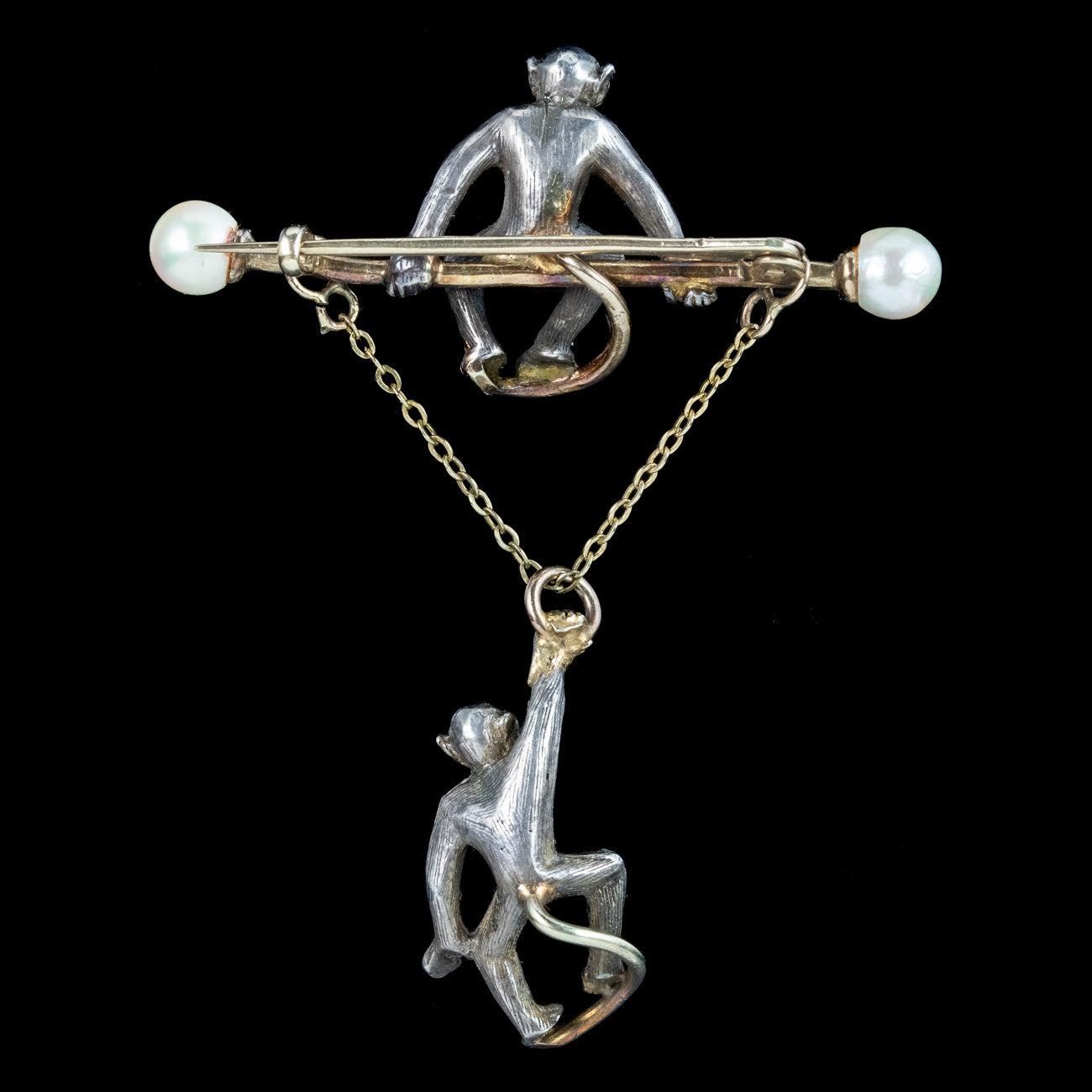 Antique Edwardian Diamond Pearl Monkey Brooch – Antique Jewellery Online