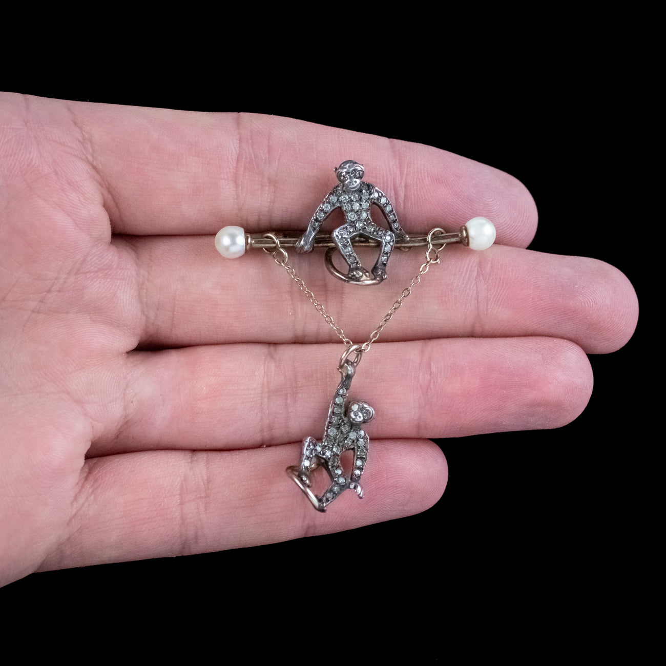 Antique Edwardian Diamond Pearl Monkey Brooch – Antique Jewellery Online