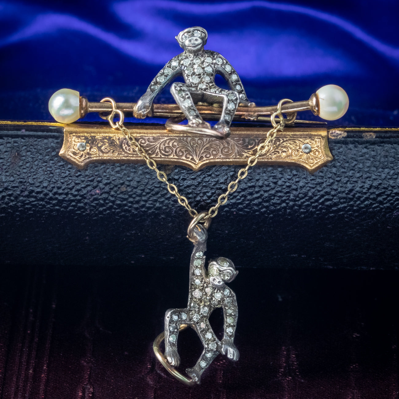 Antique Edwardian Diamond Pearl Monkey Brooch – Antique Jewellery Online