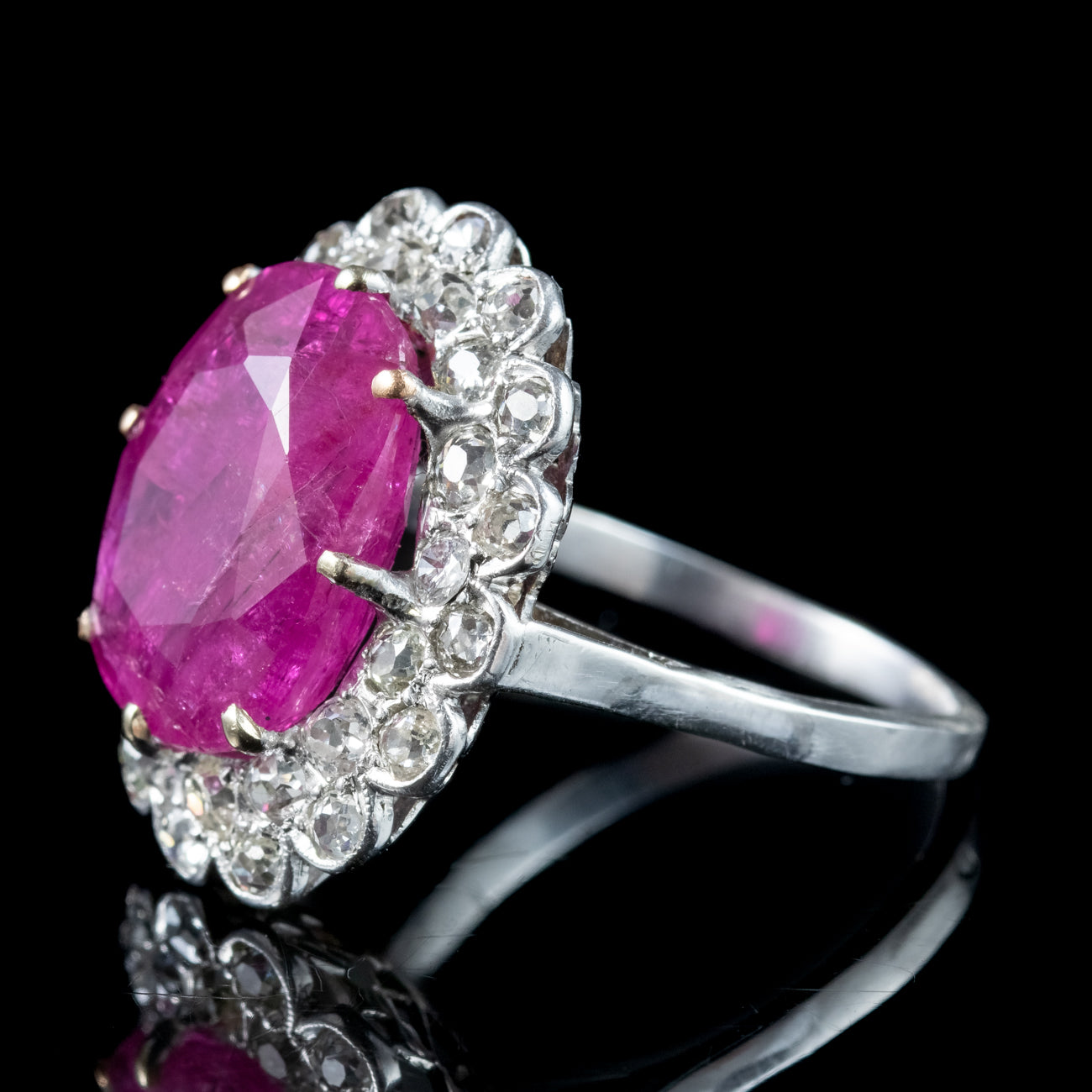 Antique Edwardian French Ruby Diamond Cluster Ring 9.52ct Burmese Ruby – Antique Jewellery Online