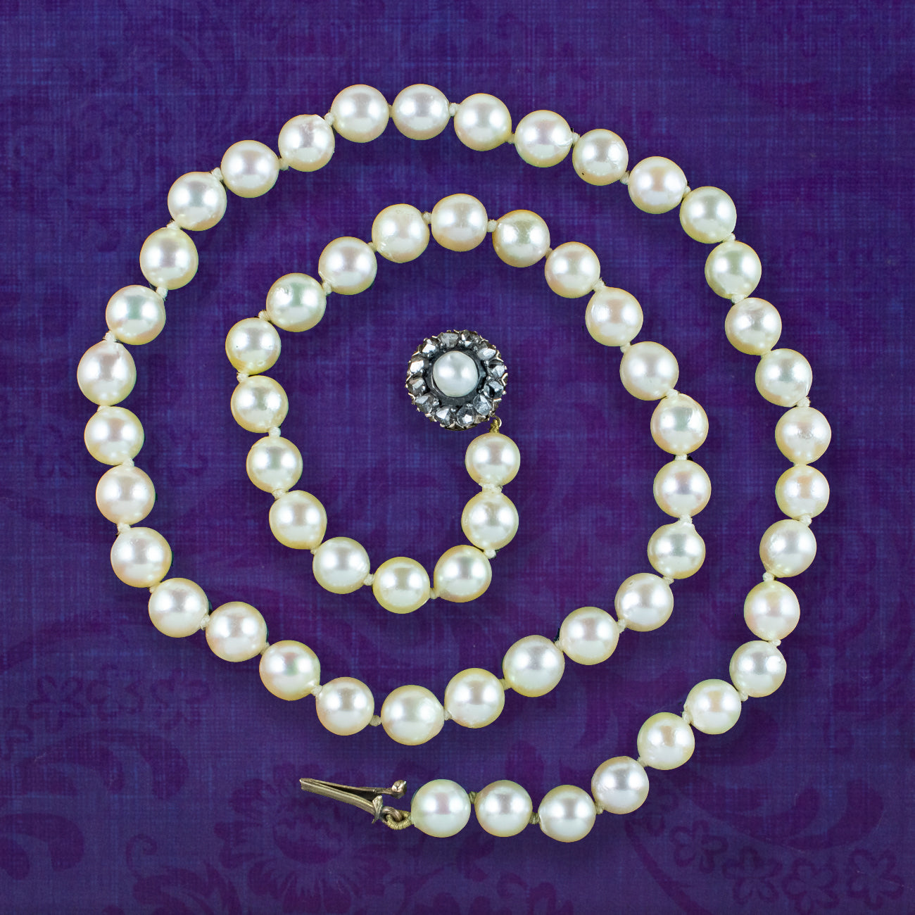 Antique Edwardian Pearl Necklace With Georgian Diamond Clasp – Antique ...