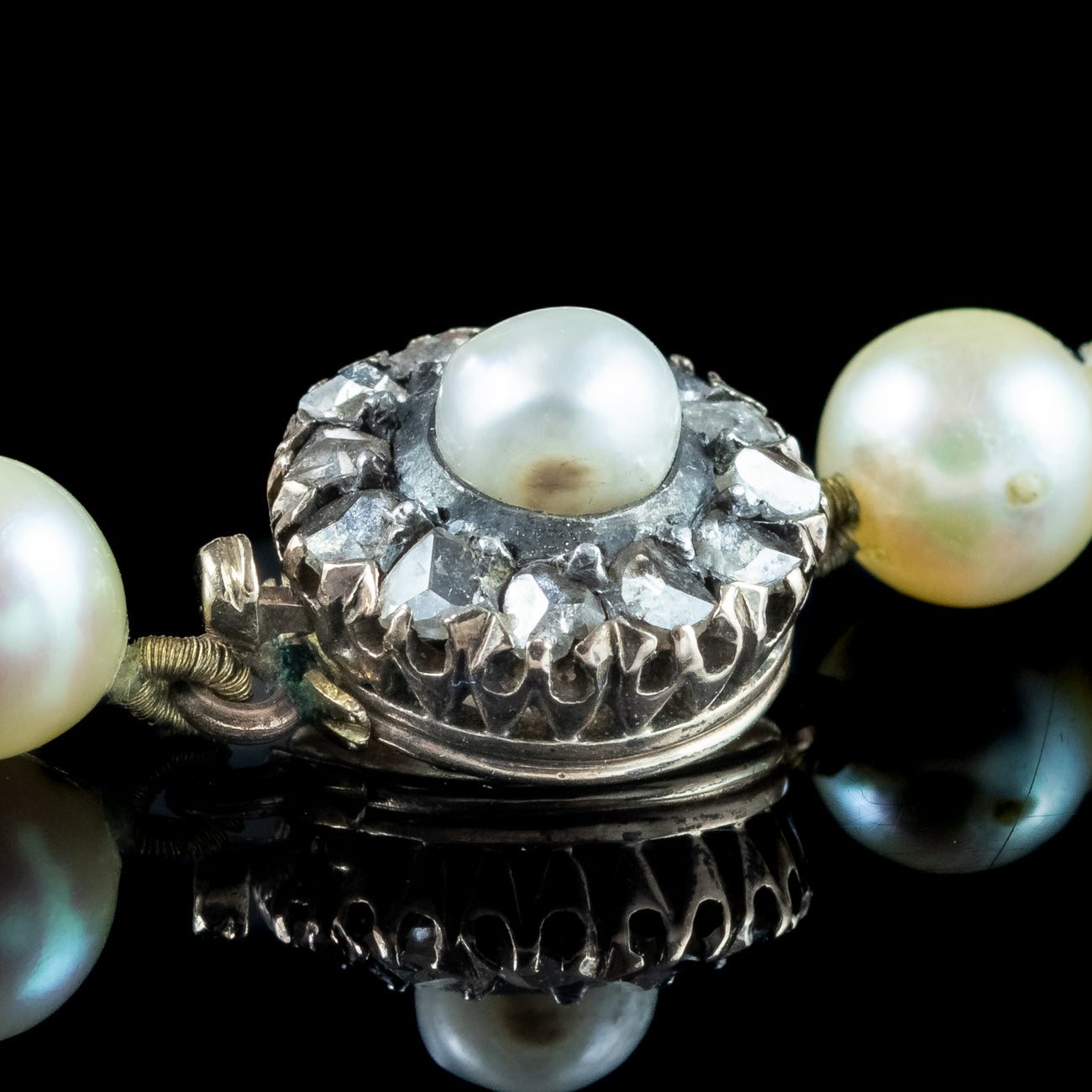 Antique Edwardian Pearl Necklace With Georgian Diamond Clasp – Antique ...