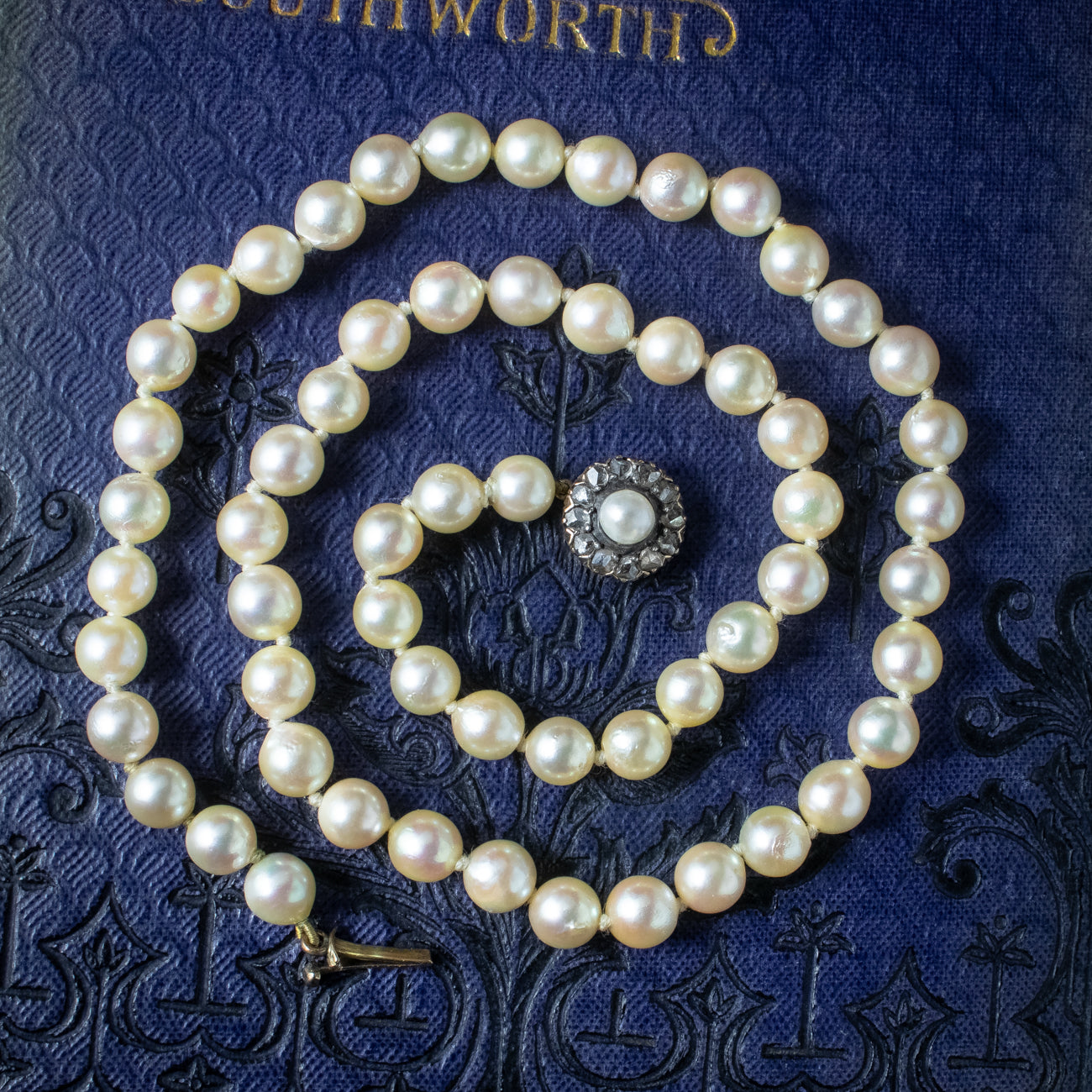 Antique Edwardian Pearl Necklace With Georgian Diamond Clasp – Antique ...