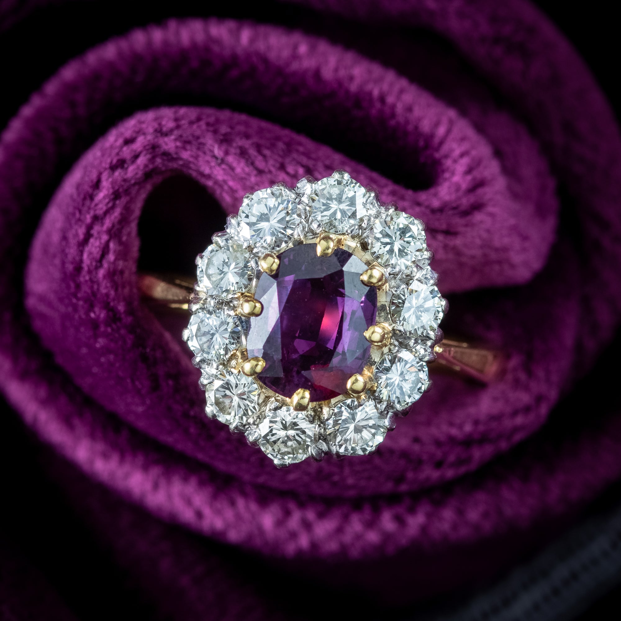 Antique Edwardian Ruby Diamond Cluster Ring 1.8ct Ruby – Antique ...