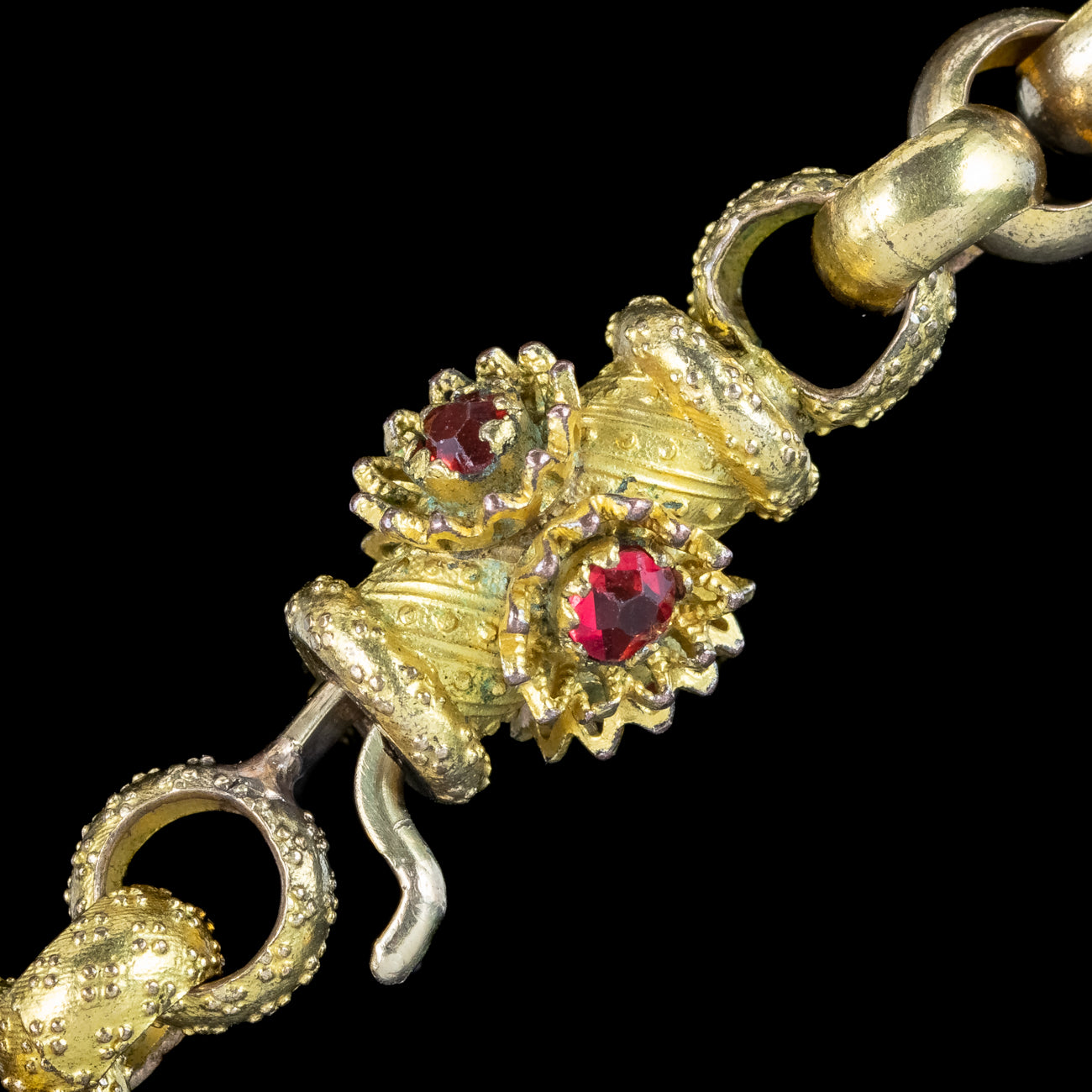 Antique Georgian Long Cable Chain Pinchbeck Red Paste Clasp – Antique ...