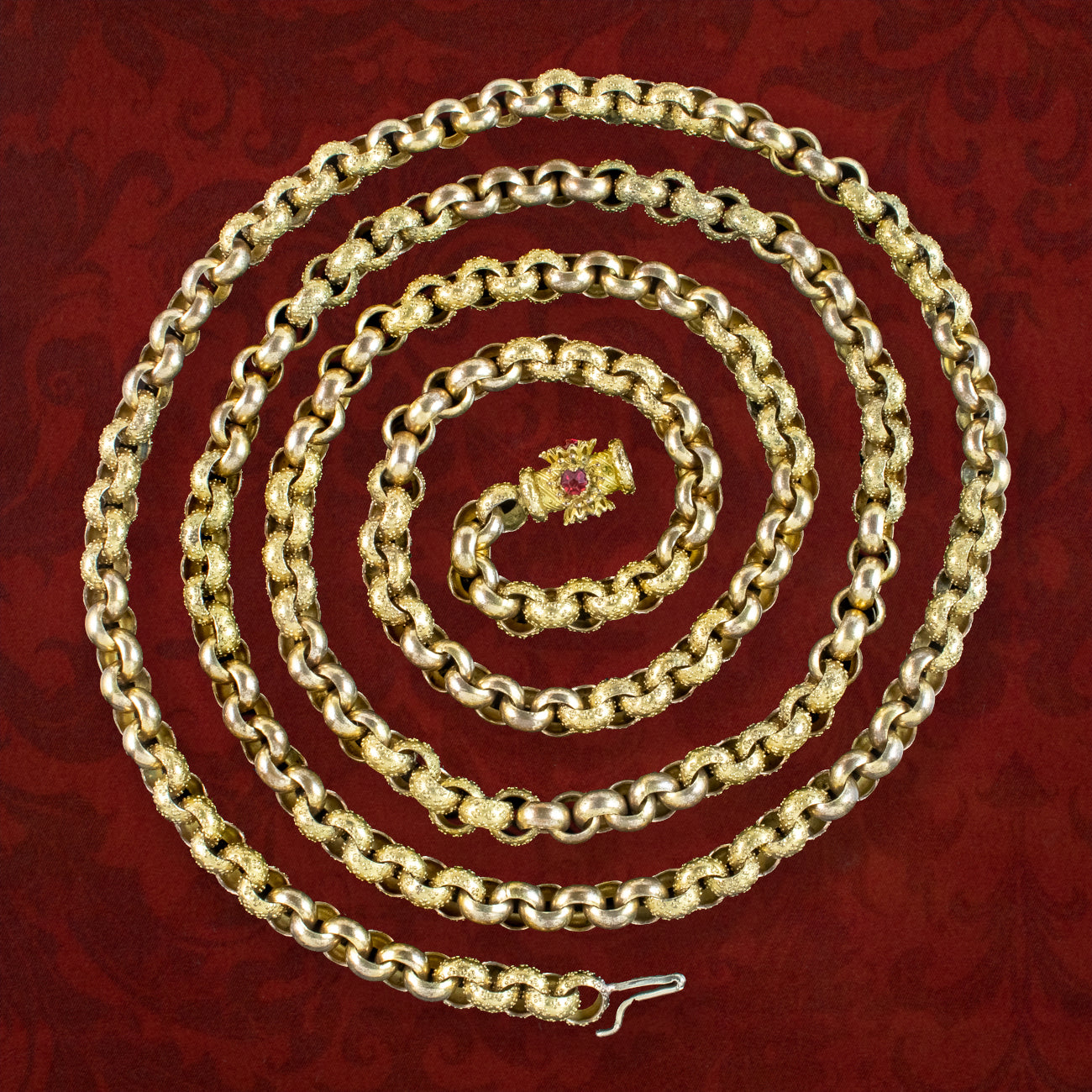 Antique Georgian Long Cable Chain Pinchbeck Red Paste Clasp – Antique ...