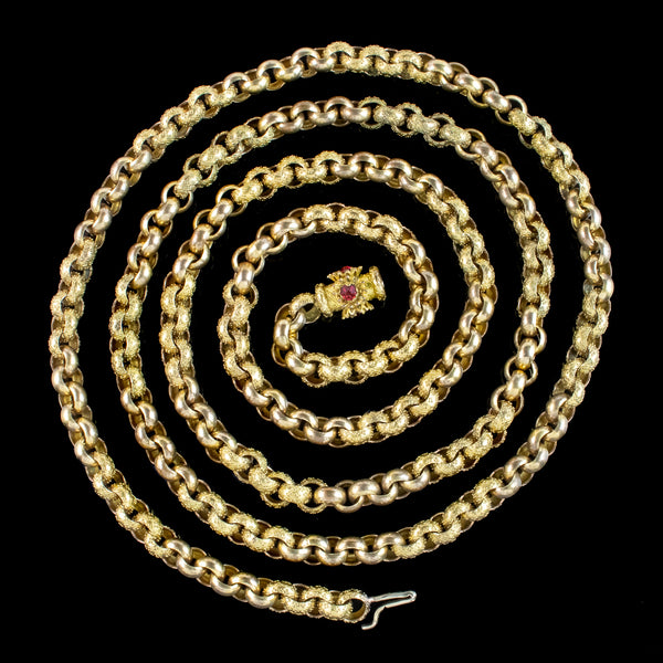 Antique Georgian Long Cable Chain Pinchbeck Red Paste Clasp – Antique ...