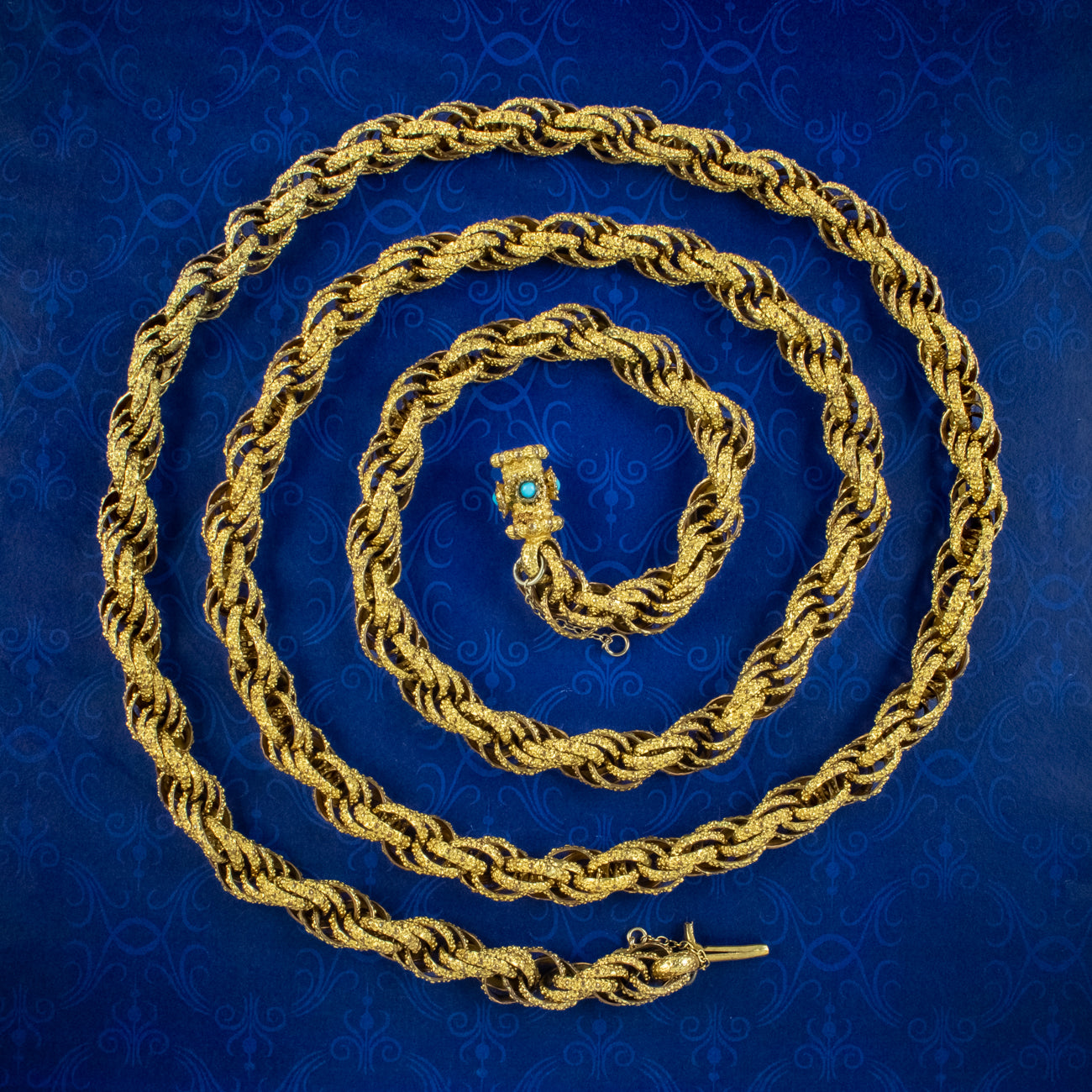 Antique Georgian Long Pinchbeck Rope Chain Turquoise Clasp – Antique ...