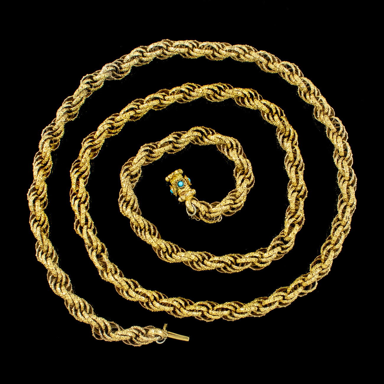 Antique Georgian Long Pinchbeck Rope Chain Turquoise Clasp – Antique ...