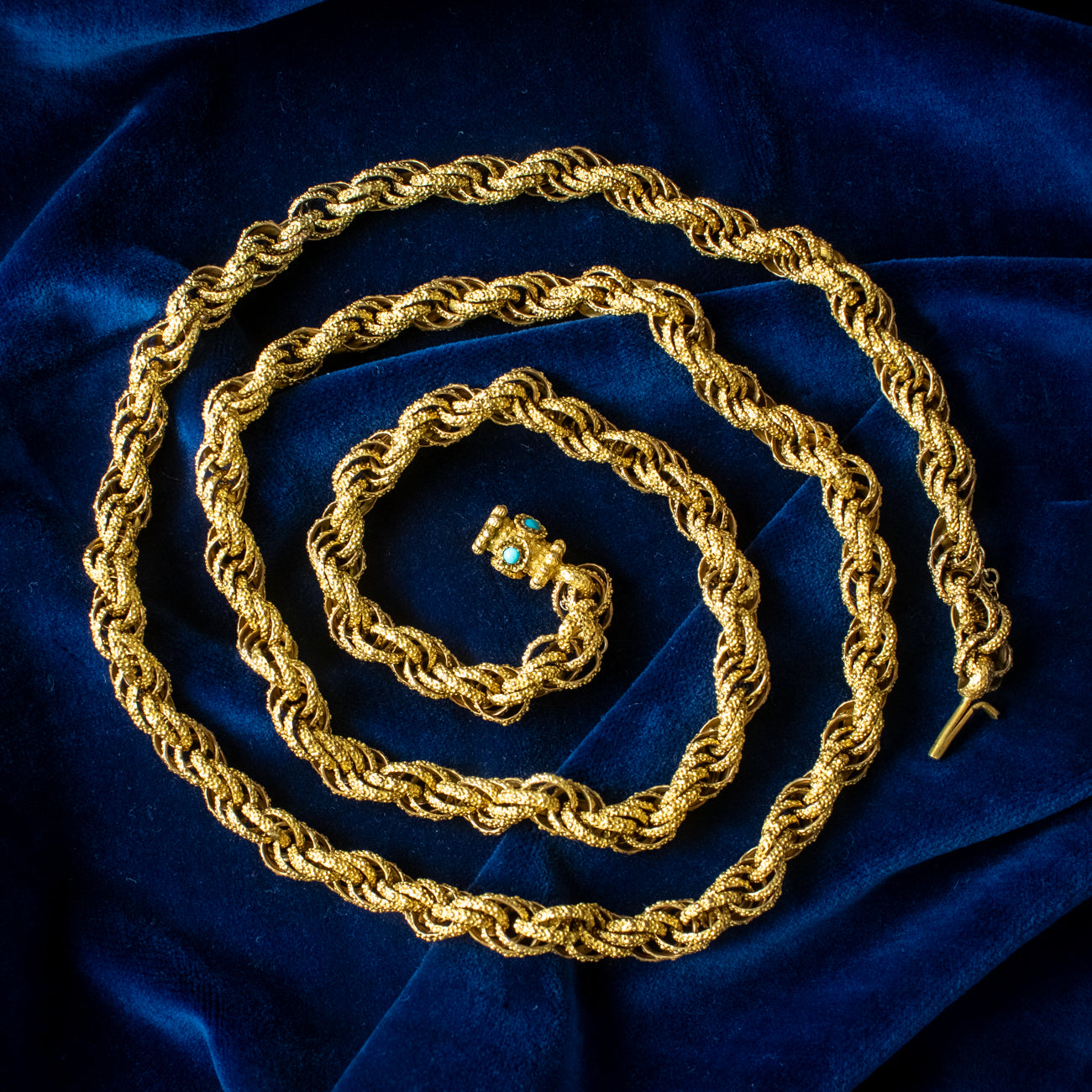 Antique Georgian Long Pinchbeck Rope Chain Turquoise Clasp – Antique ...