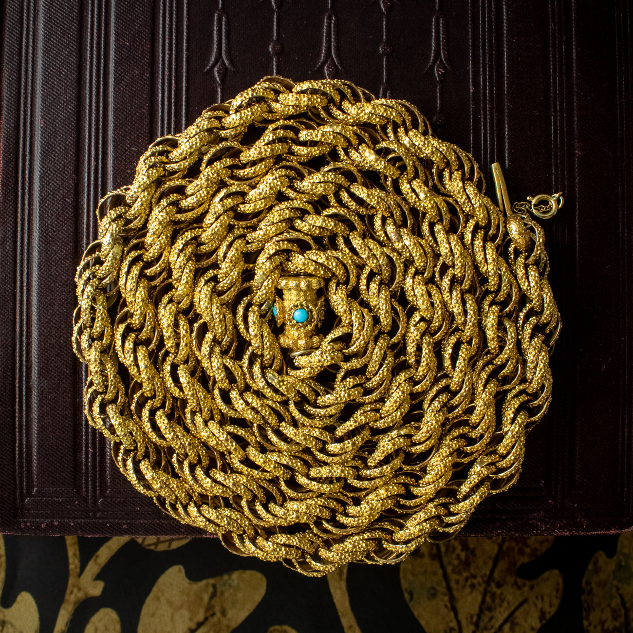 Antique Georgian Long Pinchbeck Rope Chain Turquoise Clasp – Antique ...