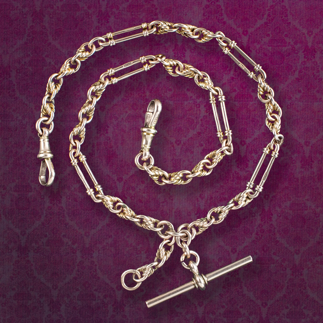 Antique Victorian Albert Chain 9ct Gold With T-Bar – Antique Jewellery ...