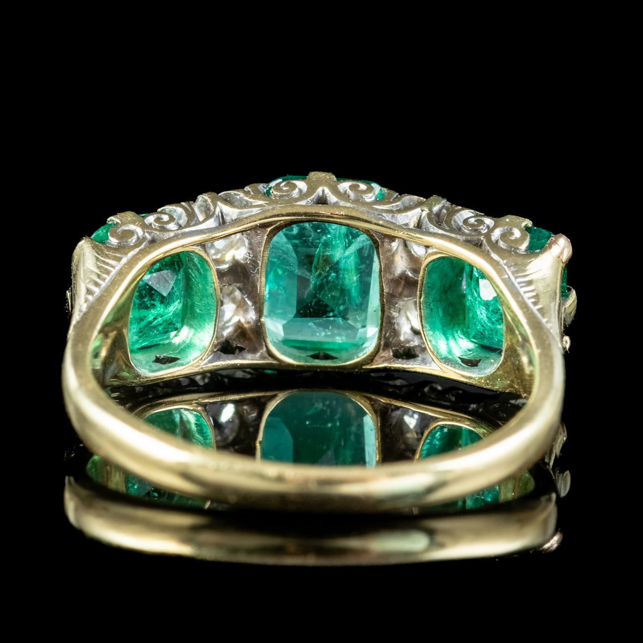 Antique Victorian Emerald Diamond Ring 3.07ct Emerald Dated 1900 With ...