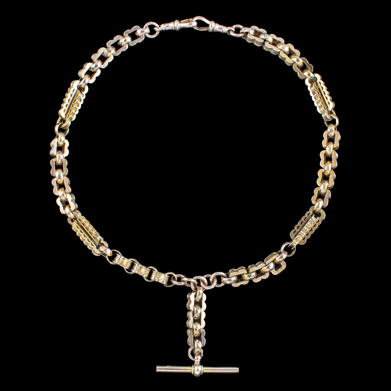 Antique Victorian Fetter Link Albert Chain 9ct Gold With T-Bar ...