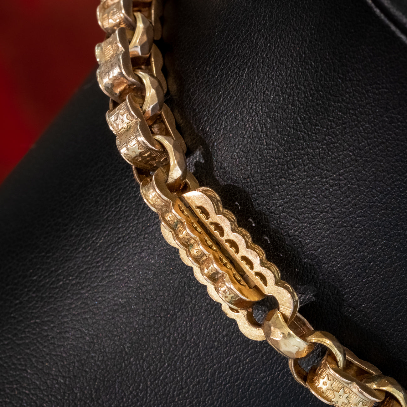 Antique Victorian Fetter Link Albert Chain 9ct Gold With T-Bar ...