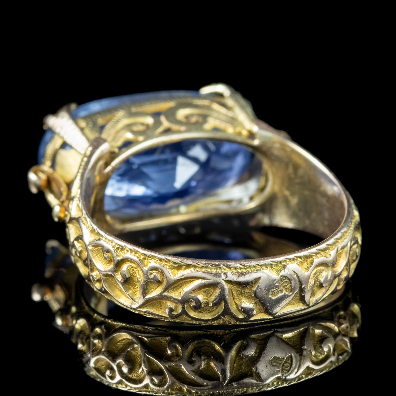 Antique Victorian French Ceylon Sapphire Ring 19.16ct Sapphire With Ce ...