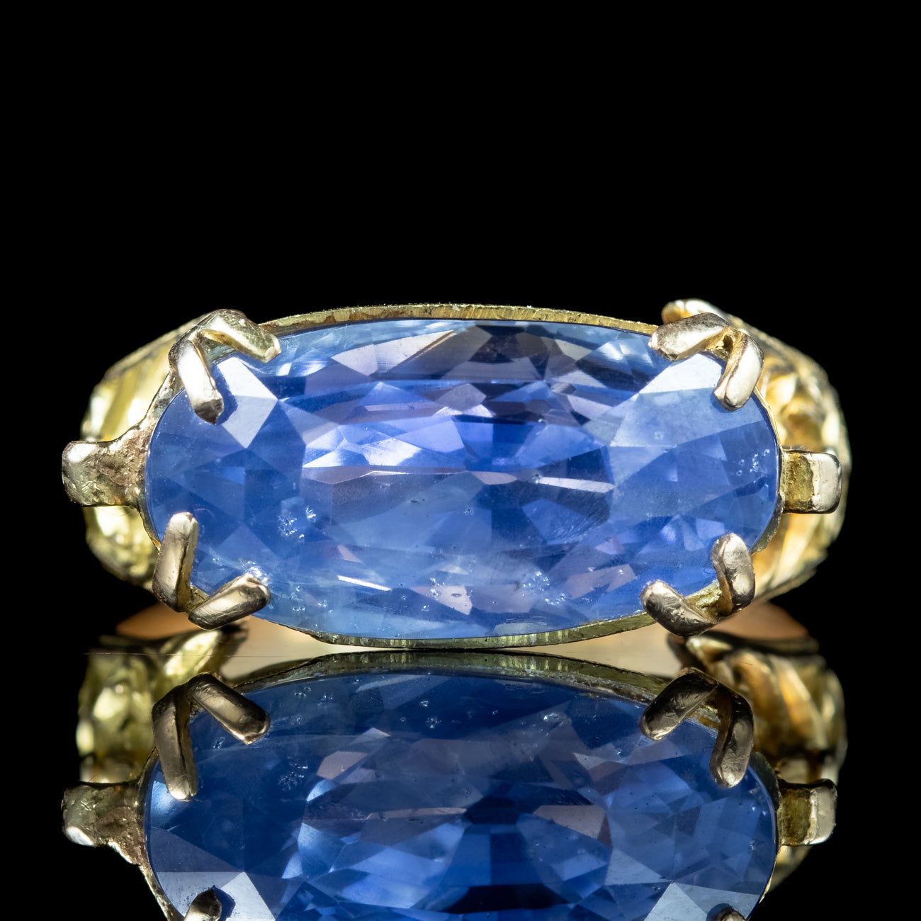 Antique Victorian French Ceylon Sapphire Ring 19.16ct Sapphire With Ce ...