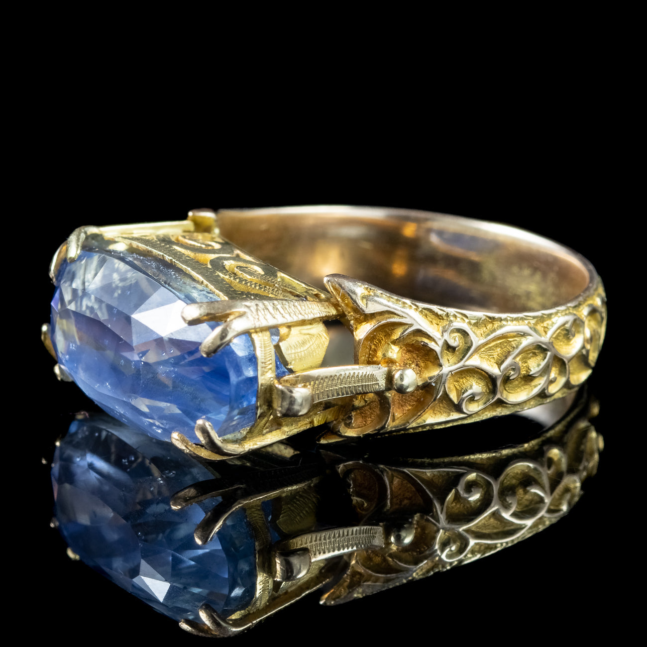 Antique Victorian French Ceylon Sapphire Ring 19.16ct Sapphire With Ce ...