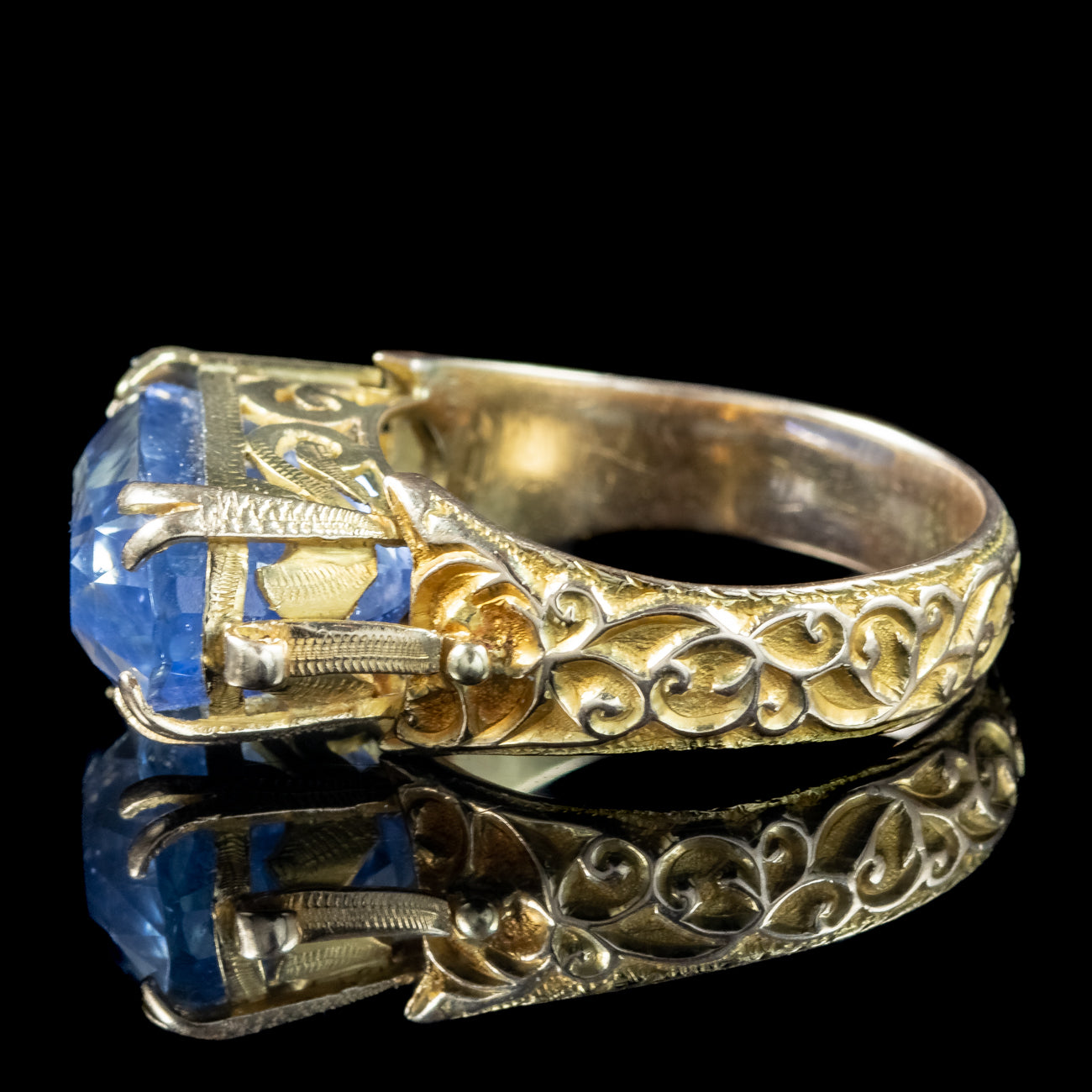 Antique Victorian French Ceylon Sapphire Ring 19.16ct Sapphire With Ce ...