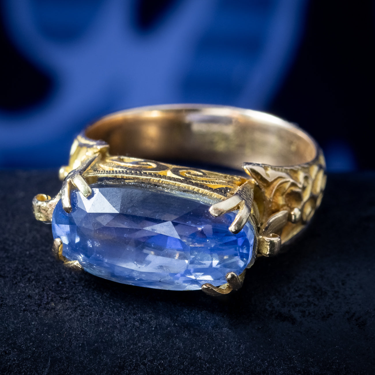 Antique Victorian French Ceylon Sapphire Ring 19.16ct Sapphire With Ce ...