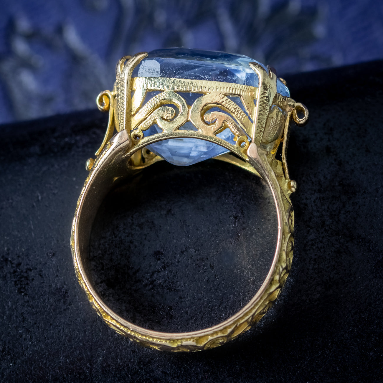 Antique Victorian French Ceylon Sapphire Ring 19.16ct Sapphire With Ce ...
