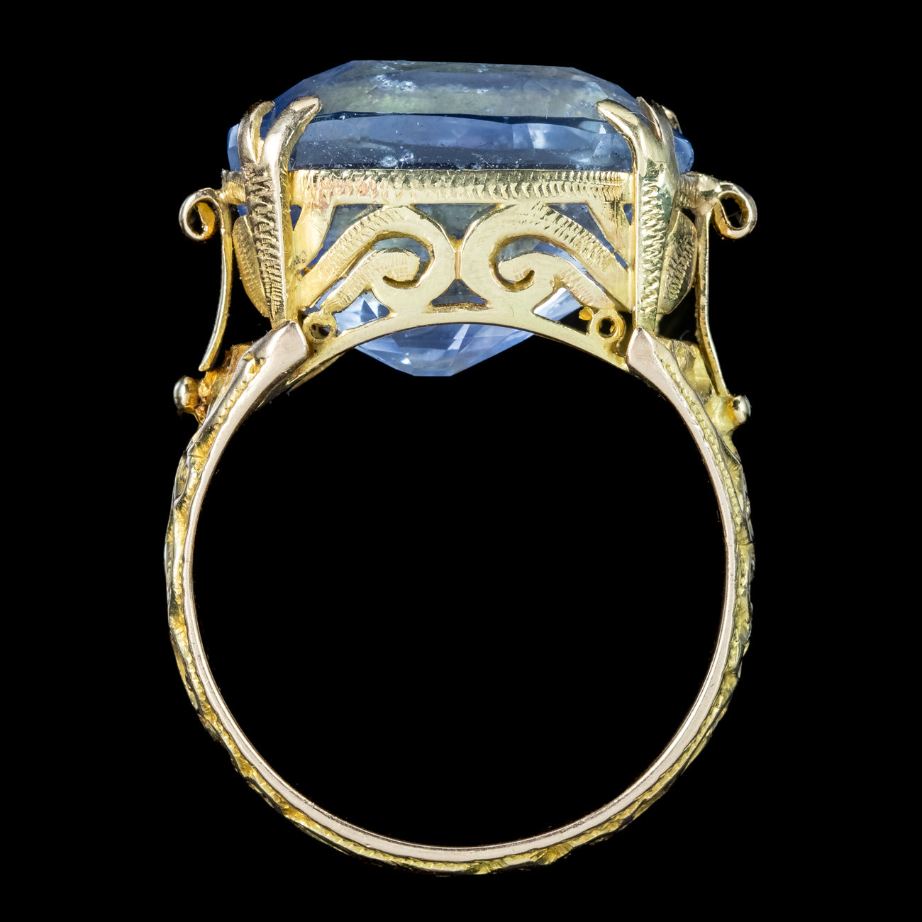 Antique Victorian French Ceylon Sapphire Ring 19.16ct Sapphire With Ce ...
