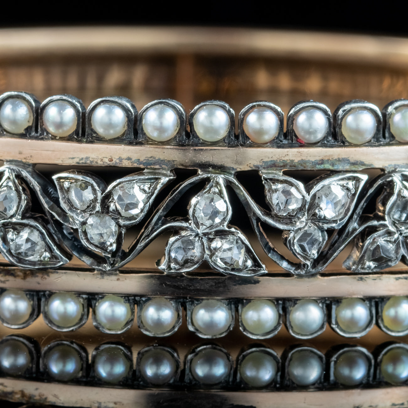 Antique Victorian French Diamond Pearl Ivy Bangle 18ct Gold – Antique ...