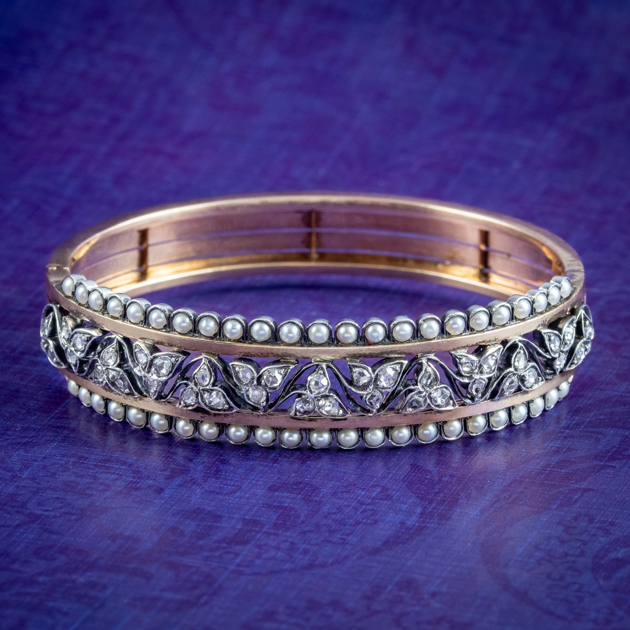 Antique Victorian French Diamond Pearl Ivy Bangle 18ct Gold – Antique ...