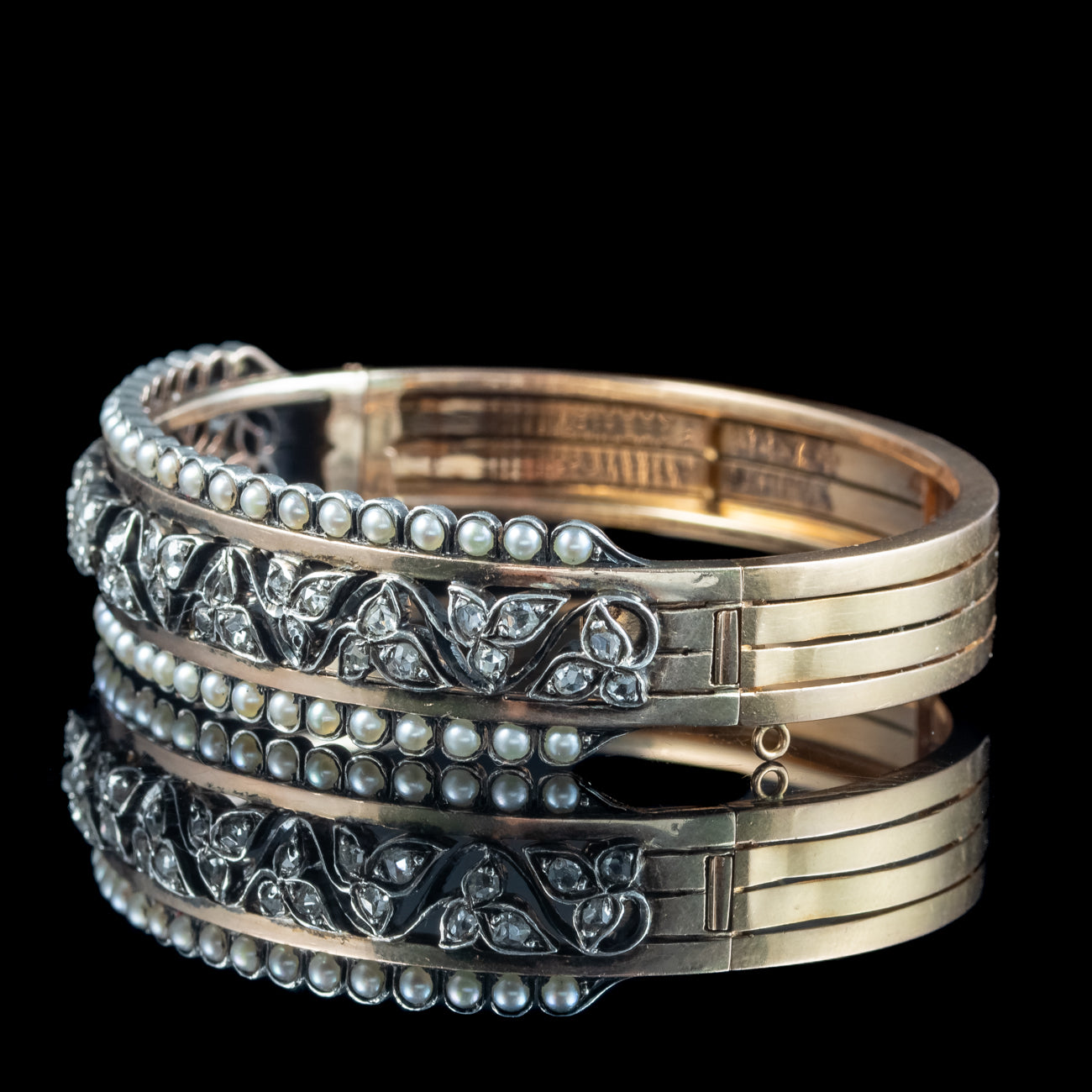 Antique Victorian French Diamond Pearl Ivy Bangle 18ct Gold – Antique ...