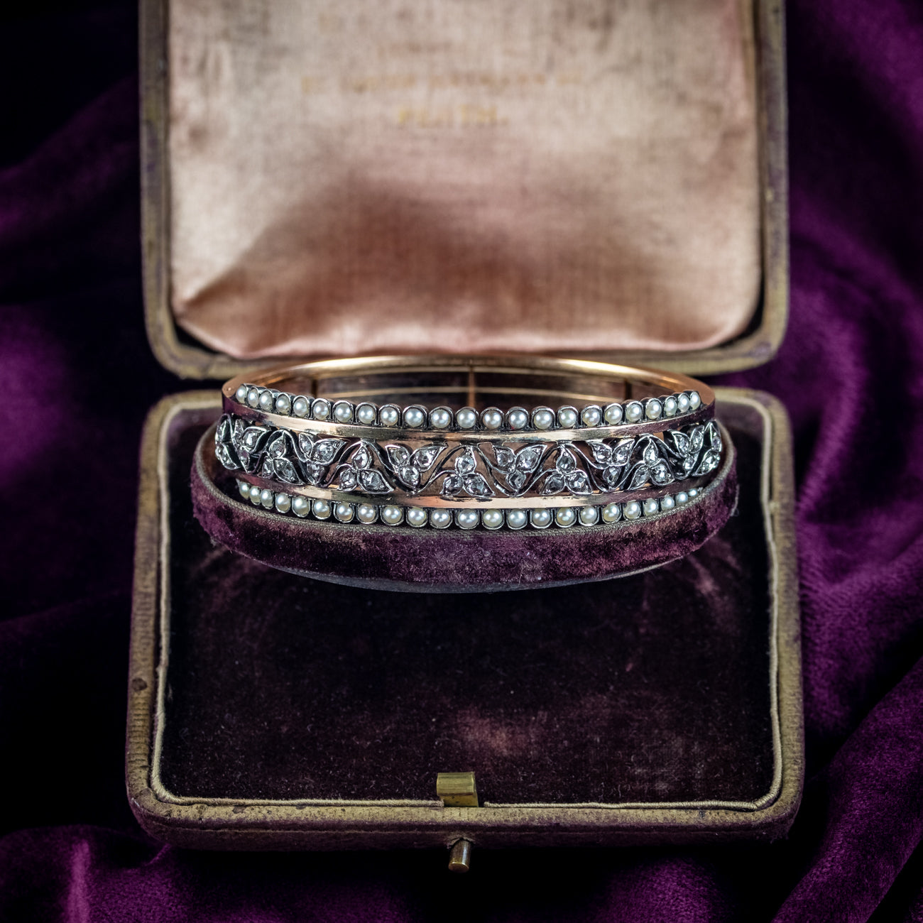 Antique Victorian French Diamond Pearl Ivy Bangle 18ct Gold – Antique ...