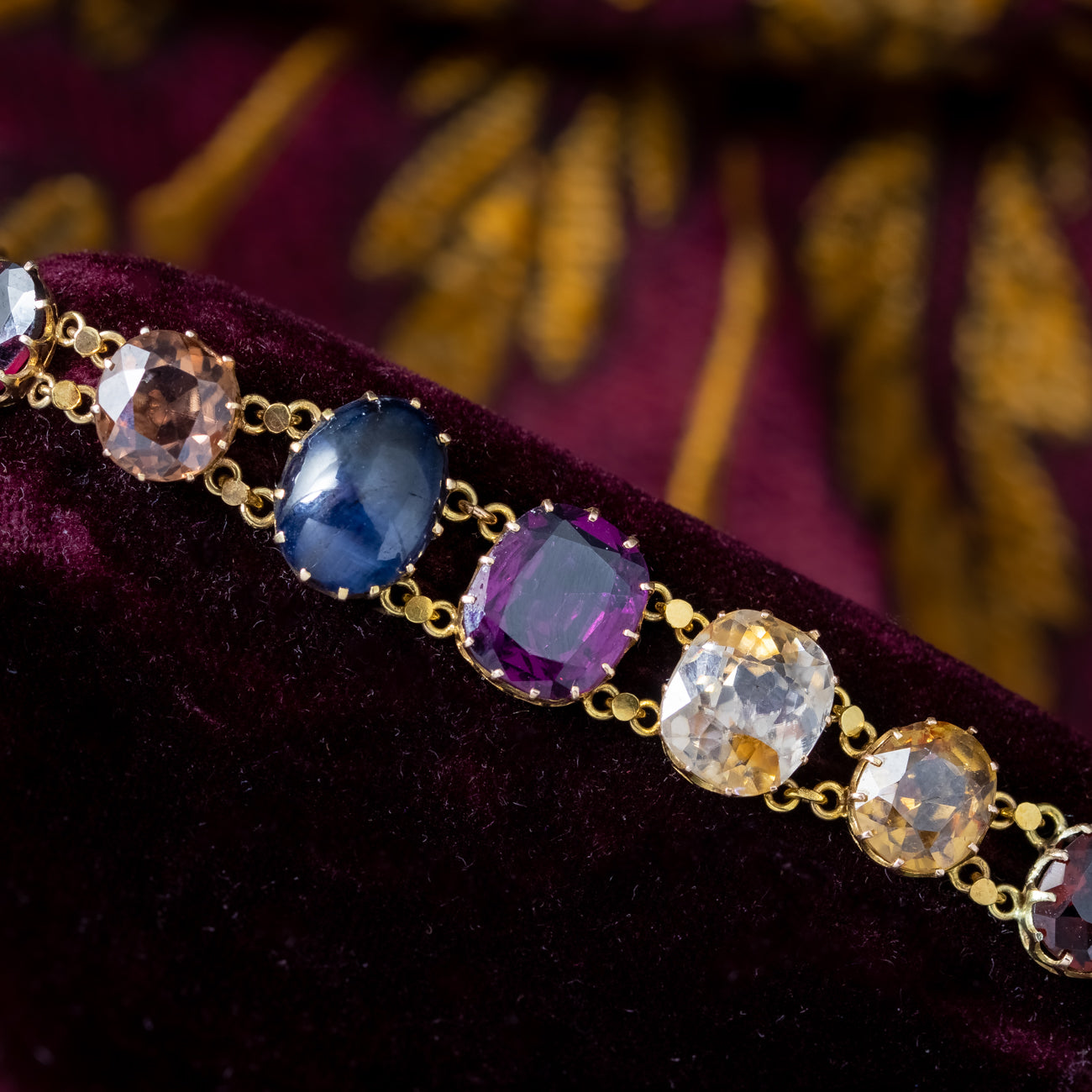 Antique Victorian Gemstone Harlequin Bracelet 15ct Gold – Antique ...