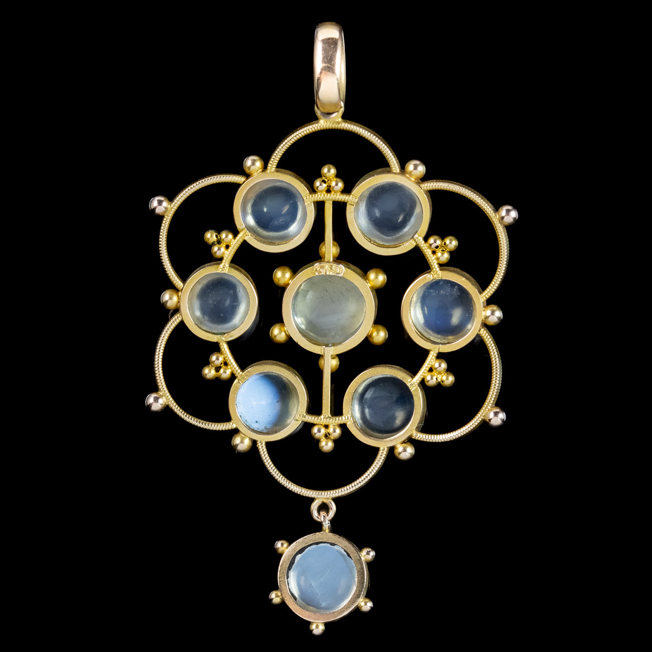 Antique Victorian Moonstone Flower Pendant 9ct Gold – Antique Jewellery ...