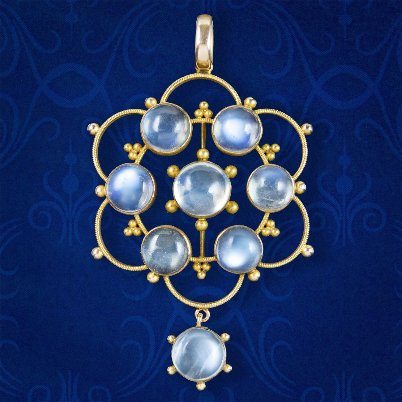 Antique Victorian Moonstone Flower Pendant 9ct Gold – Antique Jewellery ...
