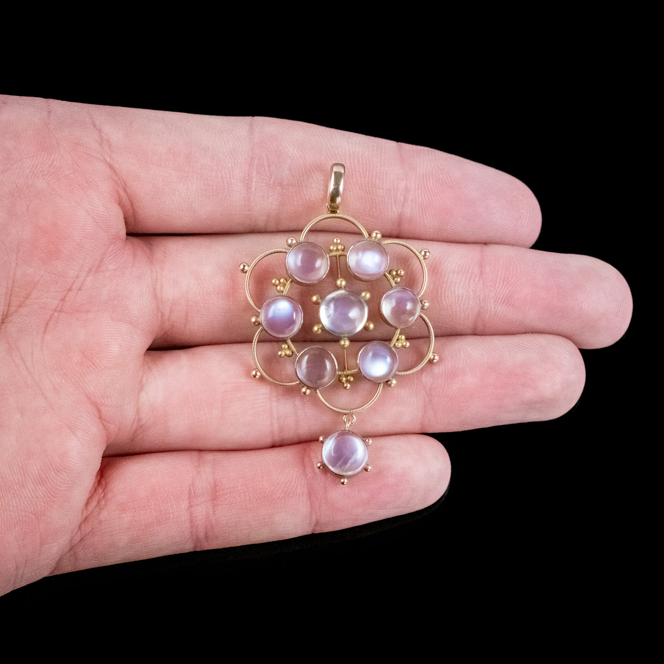 Antique Victorian Moonstone Flower Pendant 9ct Gold – Antique Jewellery ...