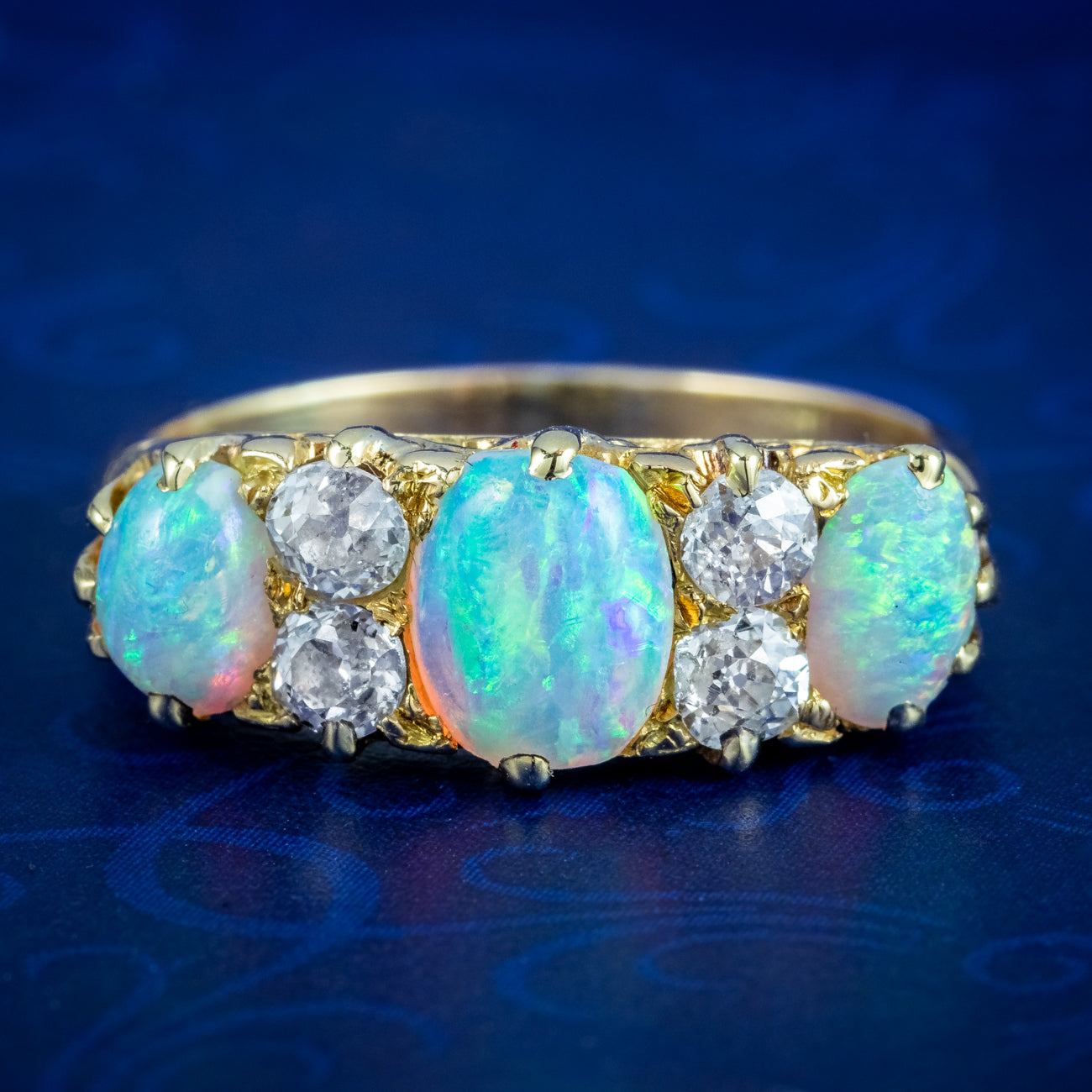 Antique Victorian Opal Diamond Ring 2ct Natural Opals – Antique ...