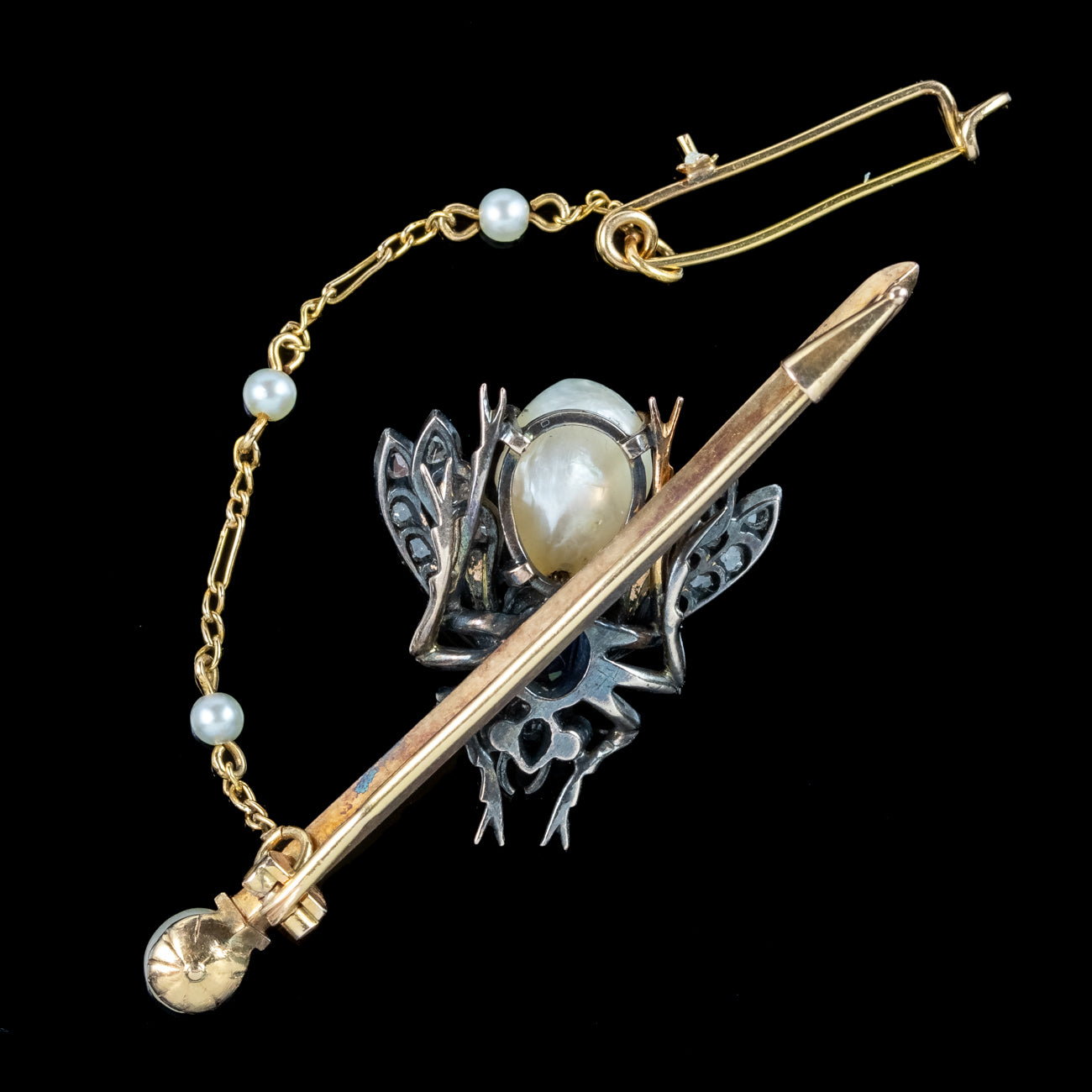Antique Victorian French Pearl Sapphire Ruby Diamond Insect Brooch ...