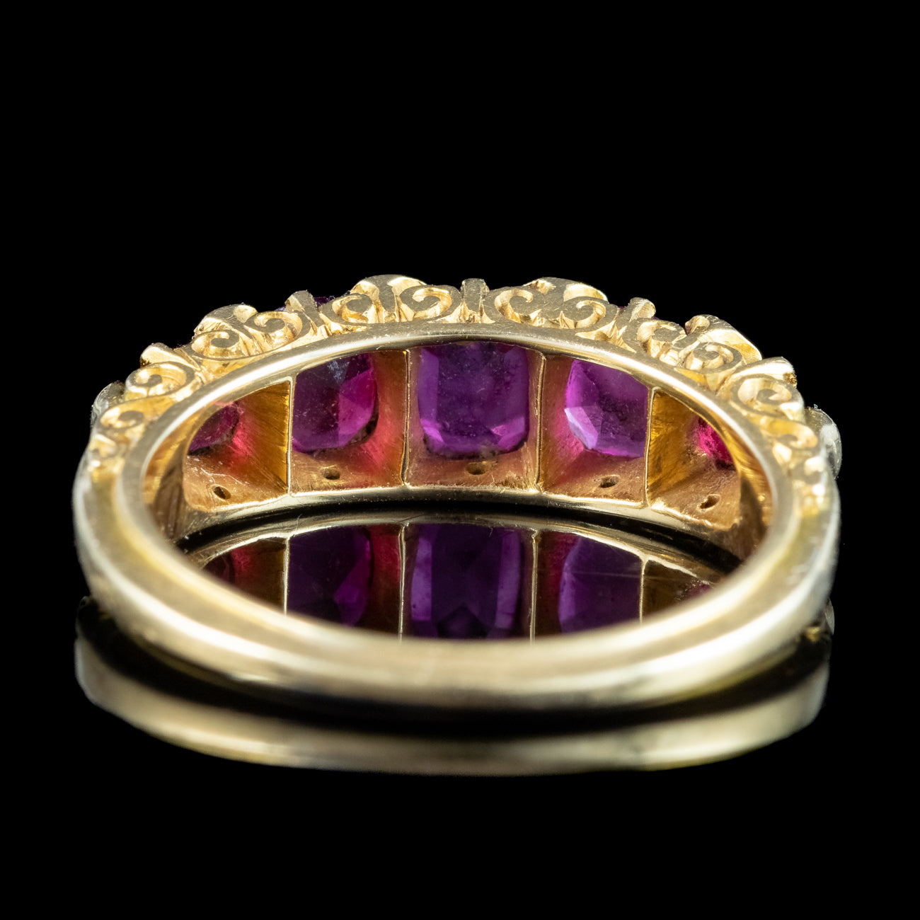 Antique Victorian Ruby Diamond Five Stone Ring 1.25ct Of Ruby With Cer ...