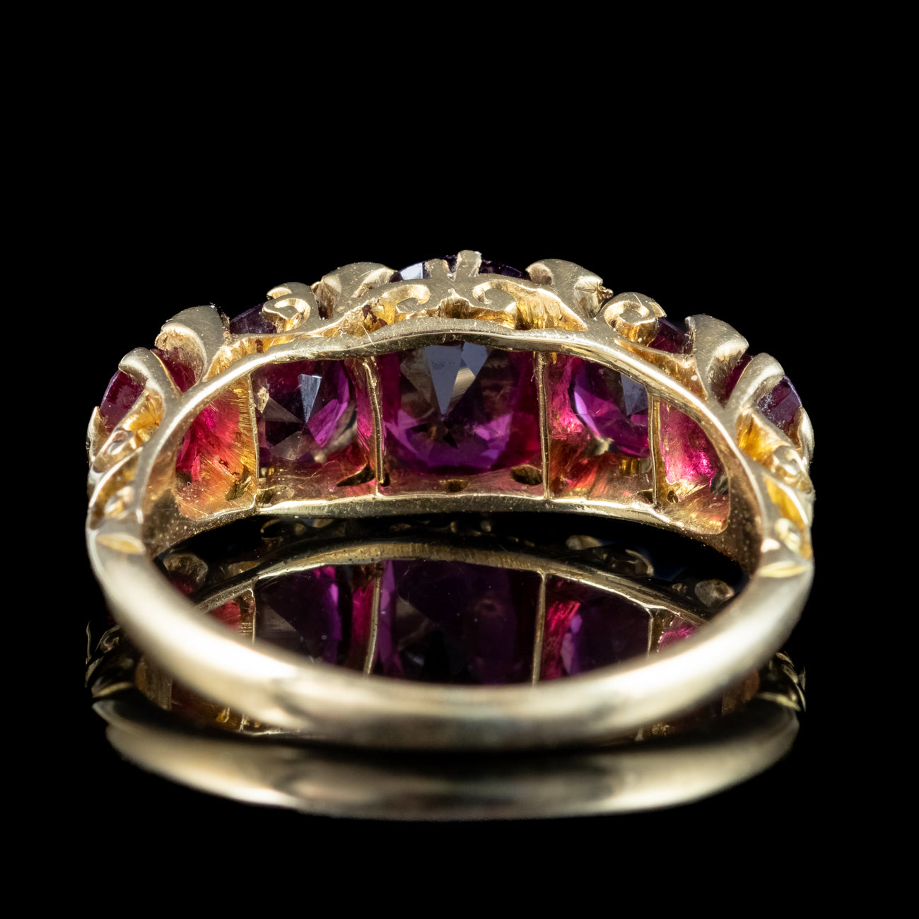 Antique Victorian Ruby Diamond Five Stone Ring 2.6ct Rubies With Cert ...