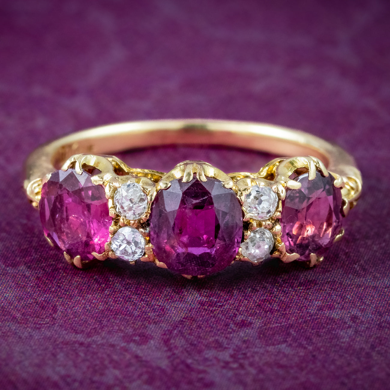 Antique Victorian Ruby Diamond Ring 2.2ct Of Ruby With Cert – Antique Jewellery Online
