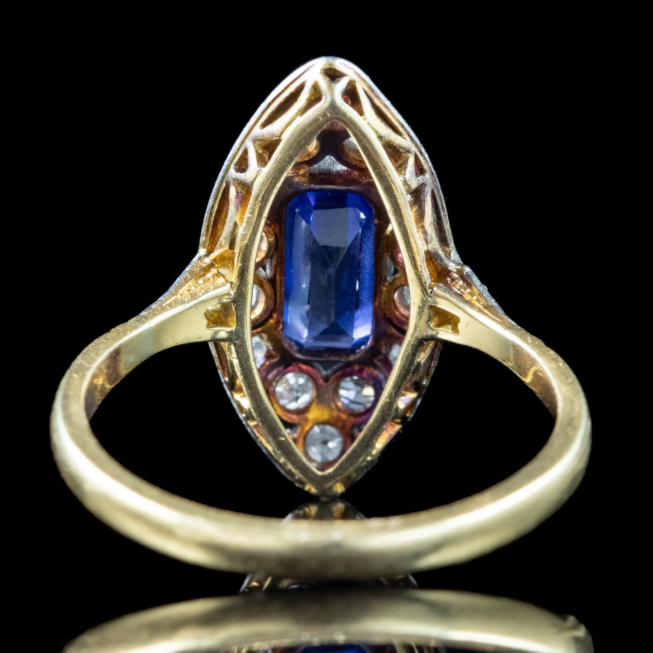 Antique Victorian Sapphire Diamond Navette Ring 1.2ct Sapphire ...
