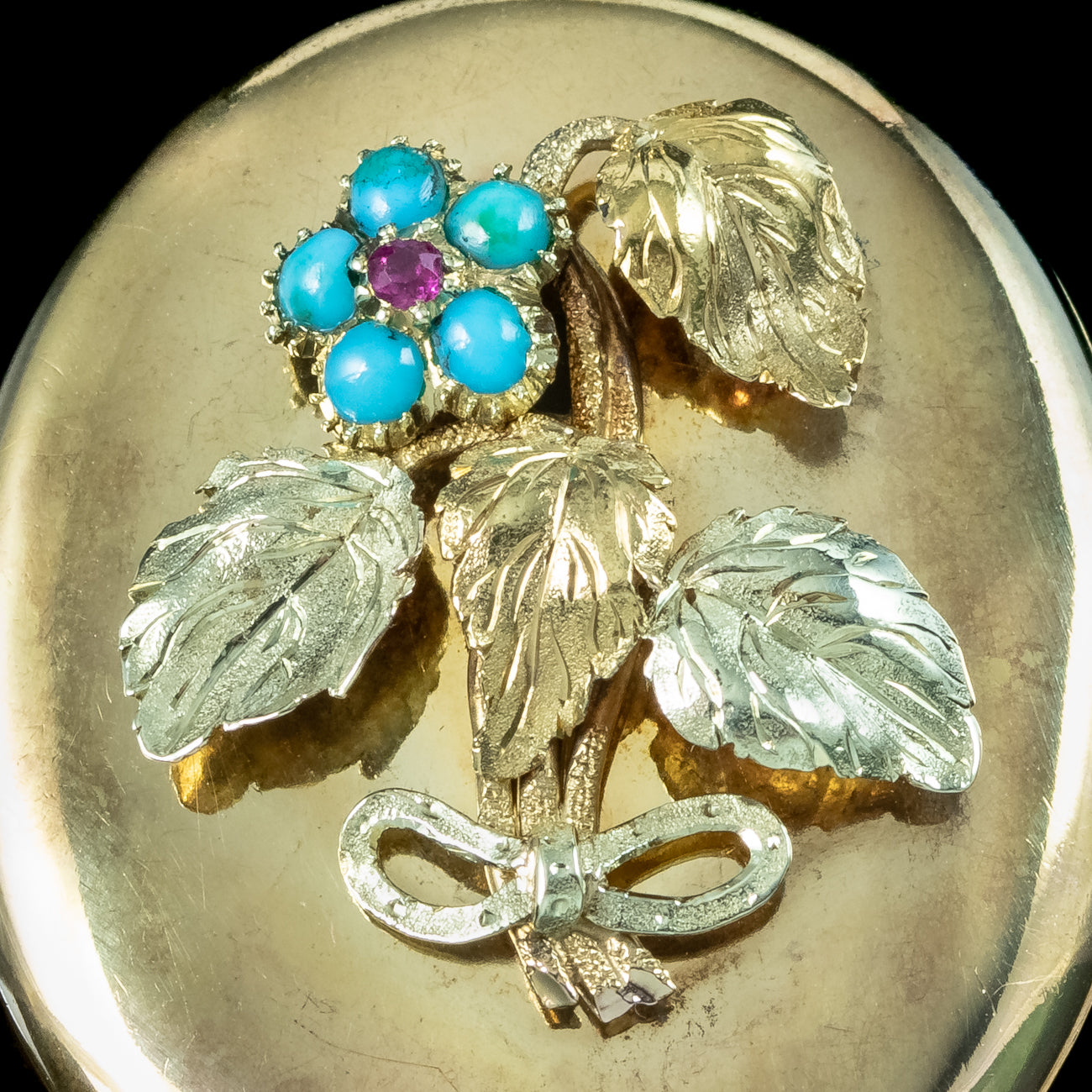 Antique Victorian Turquoise Ruby Forget Me Not Locket 15ct Gold ...