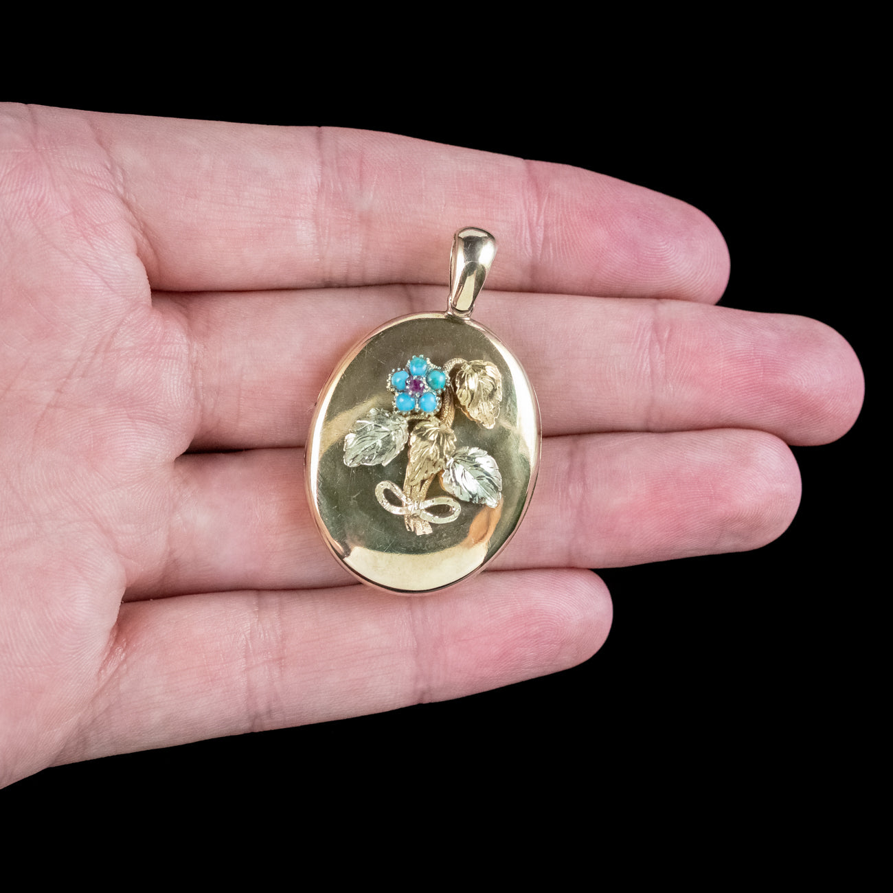 Antique Victorian Turquoise Ruby Forget Me Not Locket 15ct Gold ...