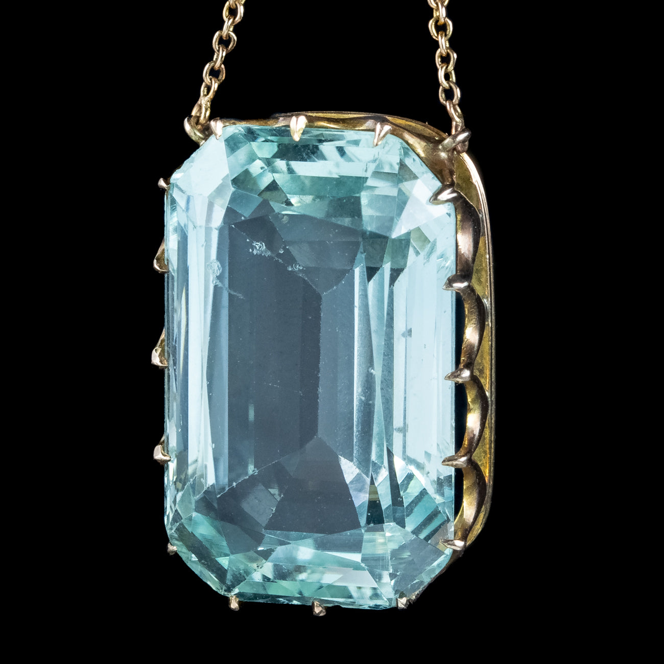 Art Deco Aquamarine Lavaliere Necklace 15ct Gold 25ct Aqua – Antique ...