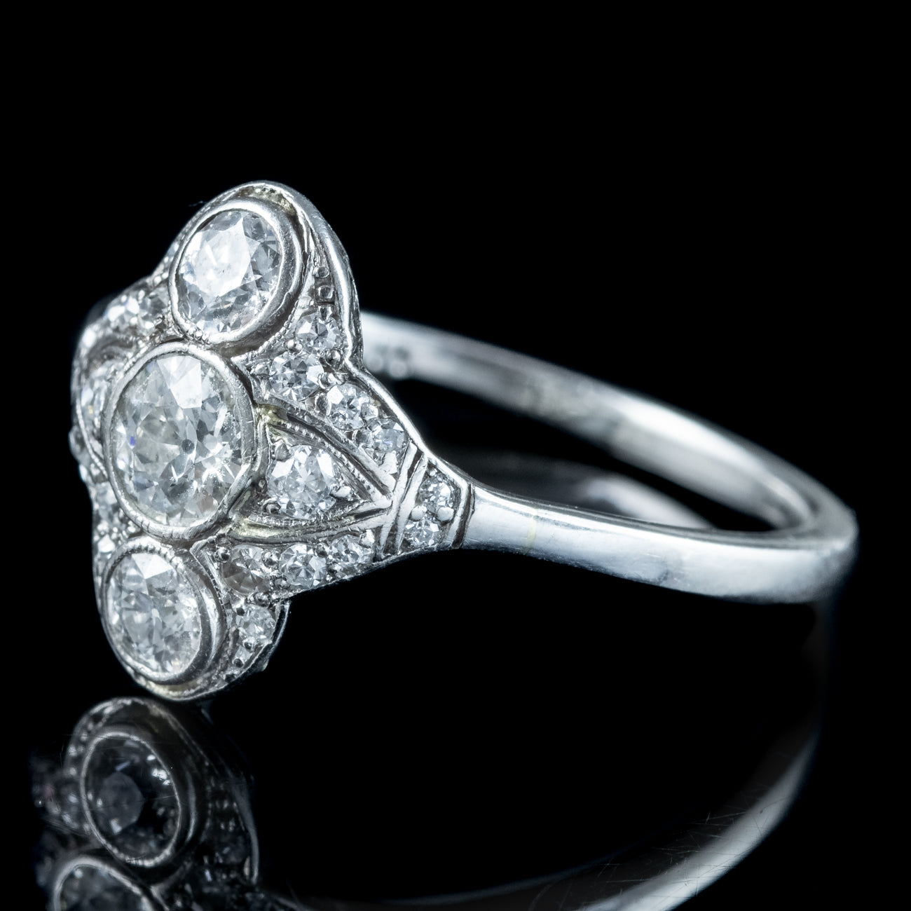 Art Deco Diamond Cluster Ring 1.2ct Total – Antique Jewellery Online